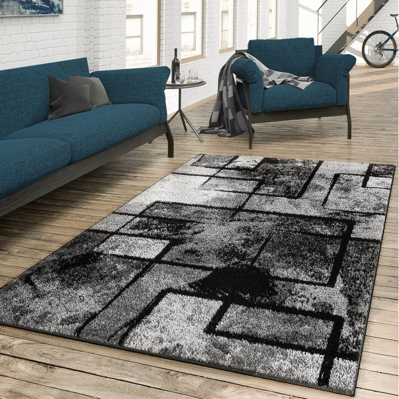 17 Stories Kerttu Gray Black Area Rug Reviews Wayfair